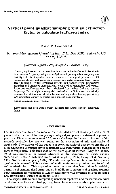 (PDF) Vertical point quadrat sampling and an extinction factor to ...