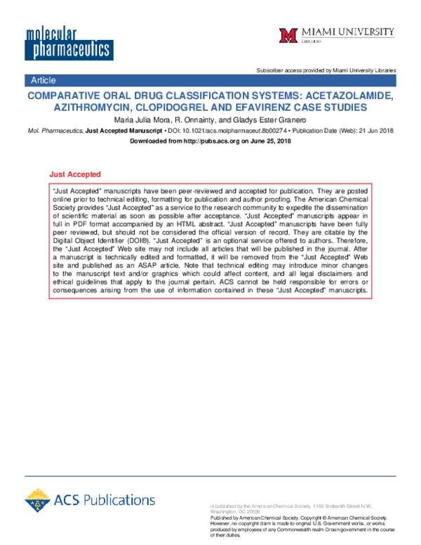 (PDF) Comparative Oral Drug Classification Systems: Acetazolamide ...