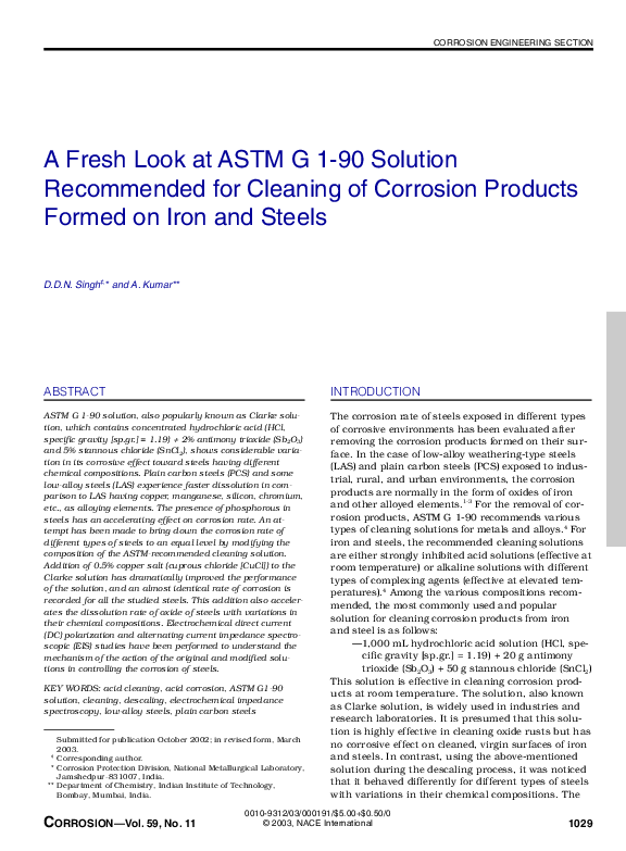 (PDF) A Fresh Look at ASTM G 1-90 Solution Recommended for Cleaning of ...
