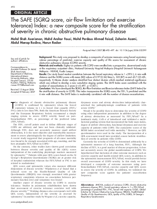 (PDF) The SAFE (SGRQ score, air-flow limitation and exercise tolerance ...