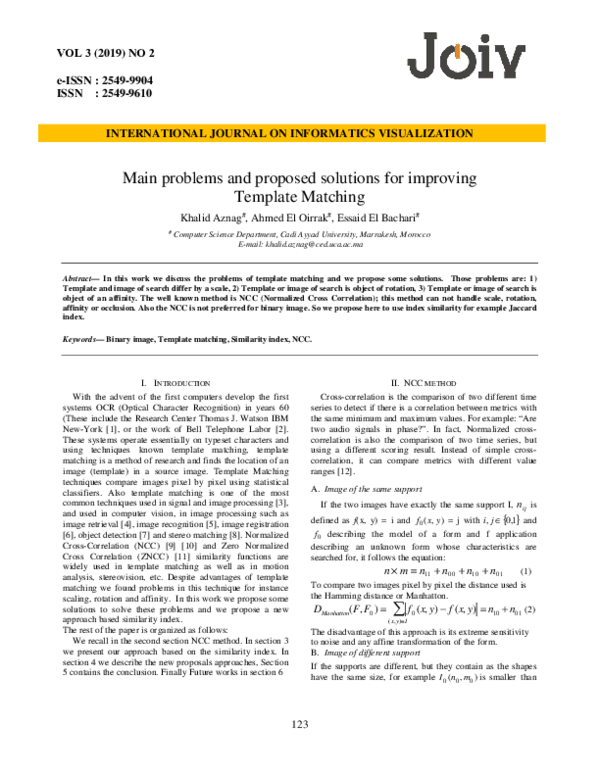 (PDF) Main problems and proposed solutions for improving Template Matching