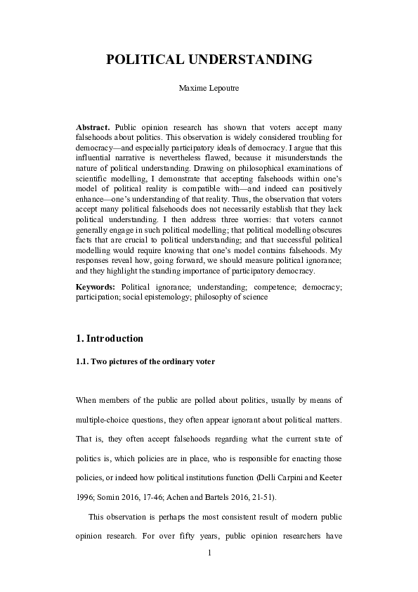 (DOC) POLITICAL UNDERSTANDING