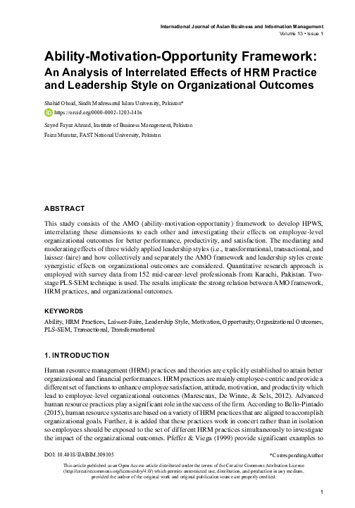 (PDF) Ability-Motivation-Opportunity Framework