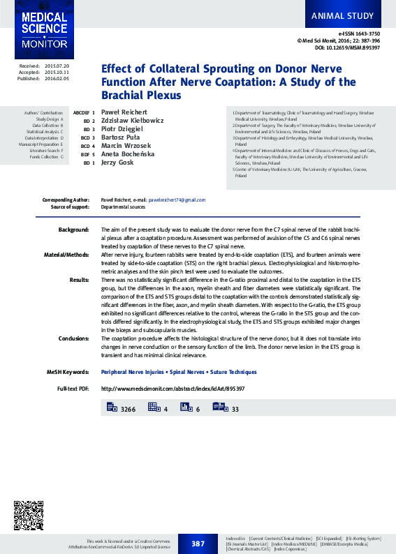 (PDF) Effect of Collateral Sprouting on Donor Nerve Function After Nerve Coaptation: A Study of ...