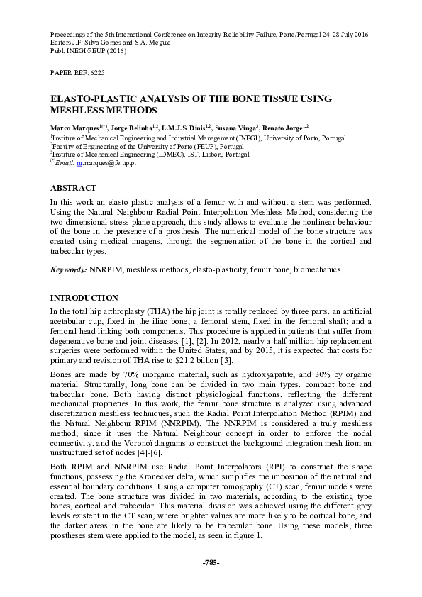 (PDF) Elasto-Plastic Analysis of the Bone Tissue Using a Meshless Method