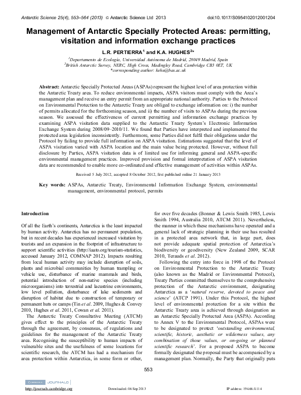 (PDF) Management of Antarctic Specially Protected Areas: permitting ...