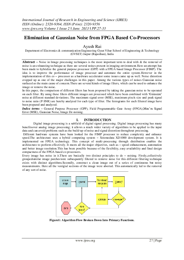 (PDF) Elimination of Gaussian Noise from FPGA Based Co-Processors