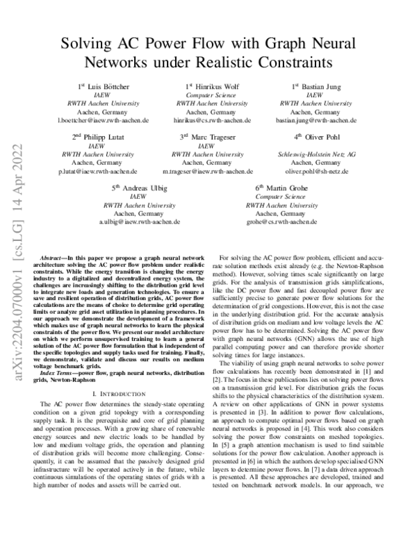 (PDF) Solving AC Power Flow with Graph Neural Networks under Realistic ...