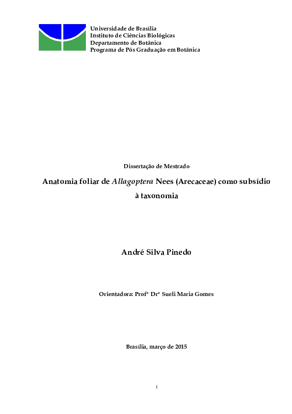 (PDF) Anatomia foliar de Allagoptera Nees (Arecaceae) como subsídio à ...