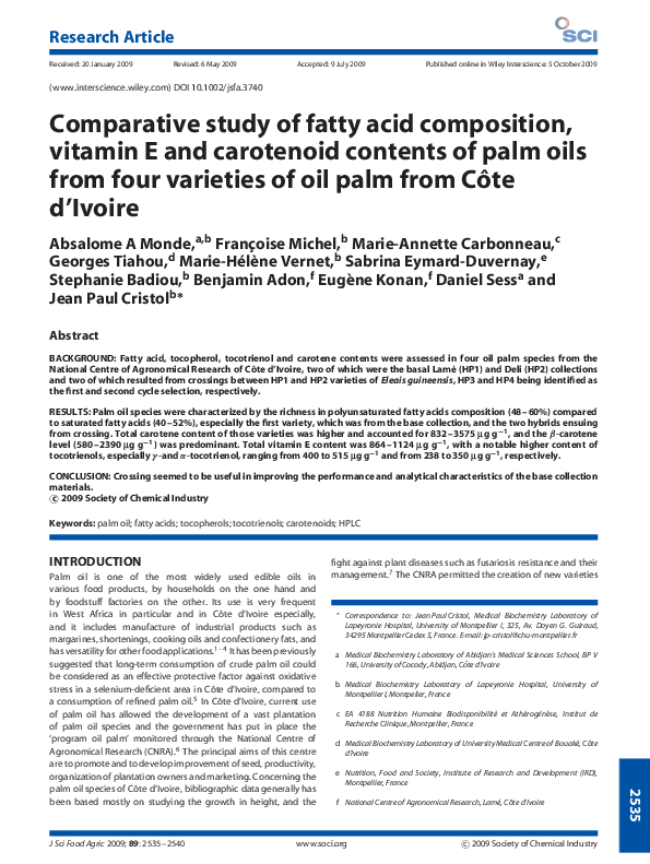 (PDF) Comparative study of fatty acid composition, vitamin E and ...