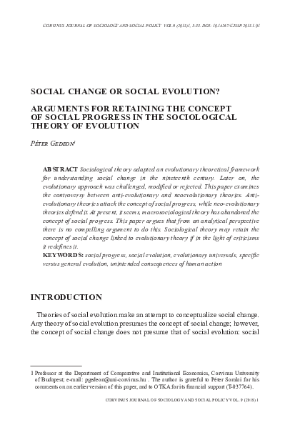 (PDF) Social change or social evolution? Arguments for and against ...
