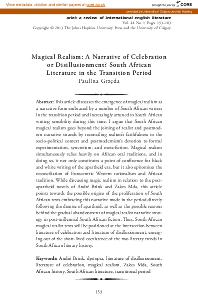 (PDF) Magical Realism: A Narrative of Celebration or Disillusionment ...