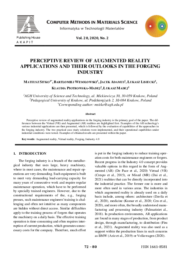 (PDF) Perceptive review of augmented reality applications and their ...