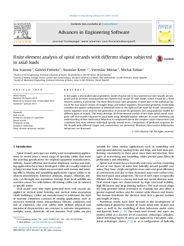 (PDF) Finite element analysis of spiral strands with different shapes subjected to axial loads