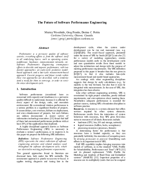 (PDF) The Future of Software Performance Engineering