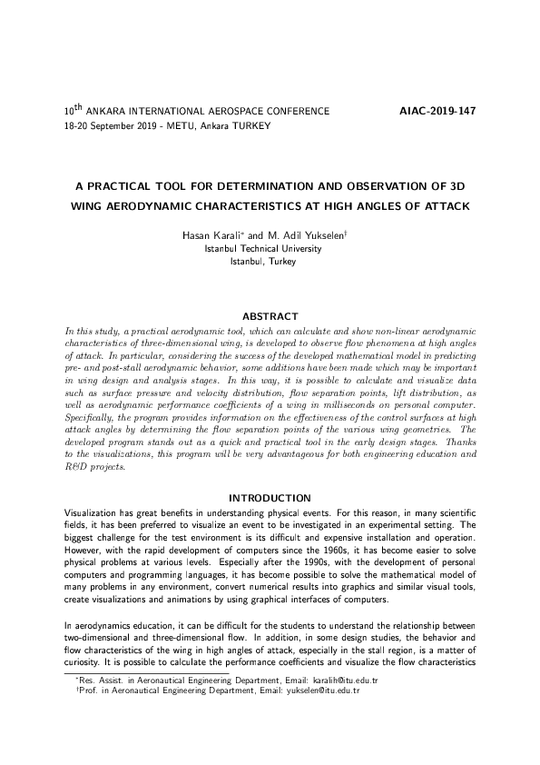 (PDF) A Practical Tool for Determination and Observation of 3D Wing Aerodynamic Characteristics ...