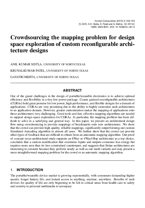 Pdf Crowdsourcing The Mapping Problem For Design Space Exploration Of Custom Reconfigurable
