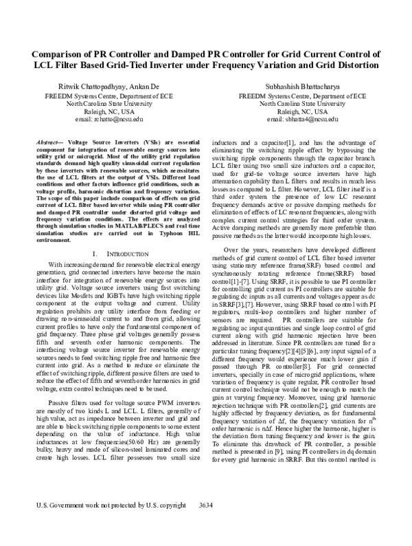 Pdf Comparison Of Pr Controller And Damped Pr Controller For Grid Current Control Of Lcl