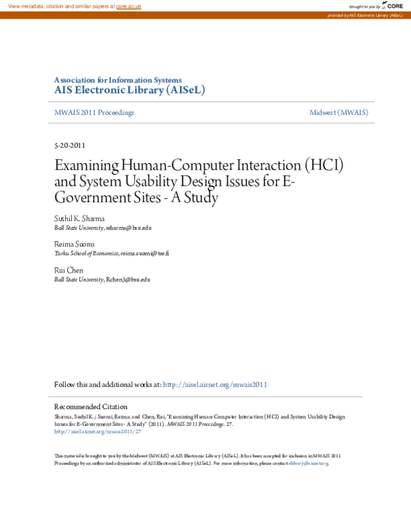 (PDF) Examining Human-Computer Interaction (HCI) and System Usability Design Issues for E ...