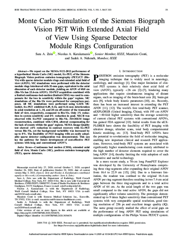 (PDF) Monte Carlo Simulation of the Siemens Biograph Vision PET With Extended Axial Field of ...