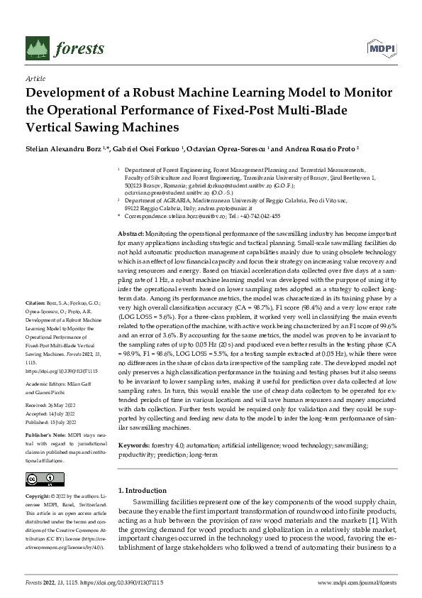(PDF) Development of a Robust Machine Learning Model to Monitor the ...