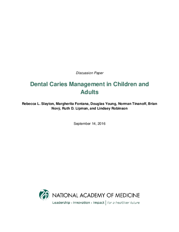 (PDF) Dental Caries Management in Children and Adults