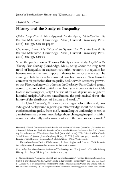 (PDF) History and the Study of Inequality