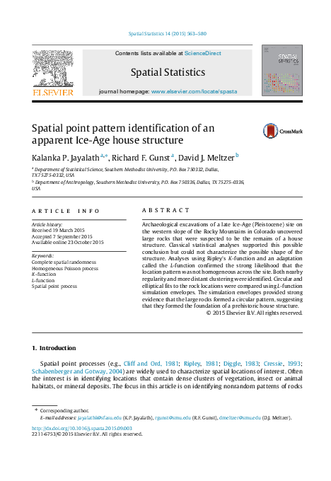 (PDF) Spatial point pattern identification of an apparent Ice-Age house structure