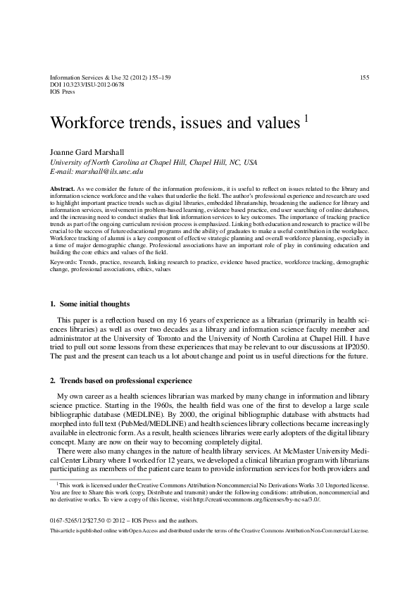 (PDF) Workforce trends , issues and values 1
