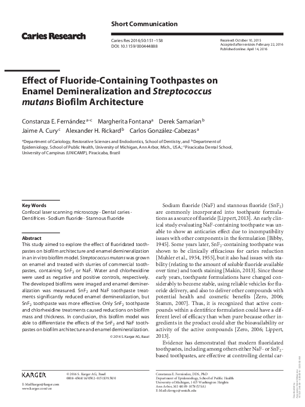 (PDF) Effect of Fluoride-Containing Toothpastes on Enamel ...