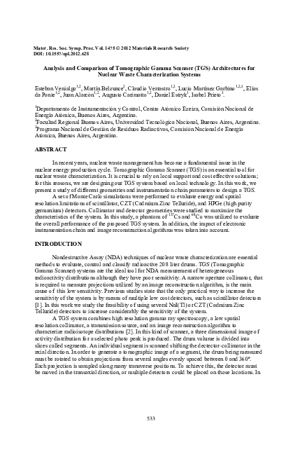 (PDF) Analysis and Comparison of Tomographic Gamma Scanner (TGS ...