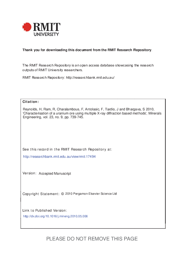 (PDF) Characterisation of a uranium ore using multiple X-ray diffraction based methods
