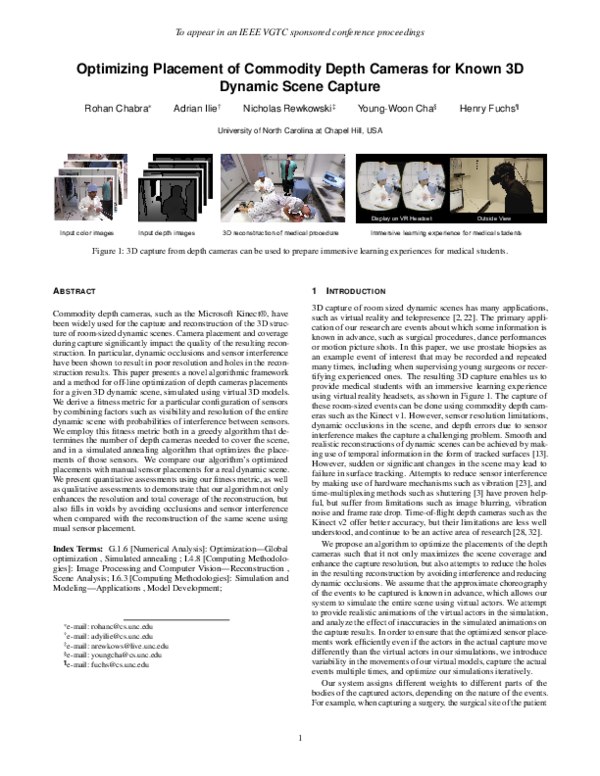 (PDF) Optimizing placement of commodity depth cameras for known 3D dynamic scene capture