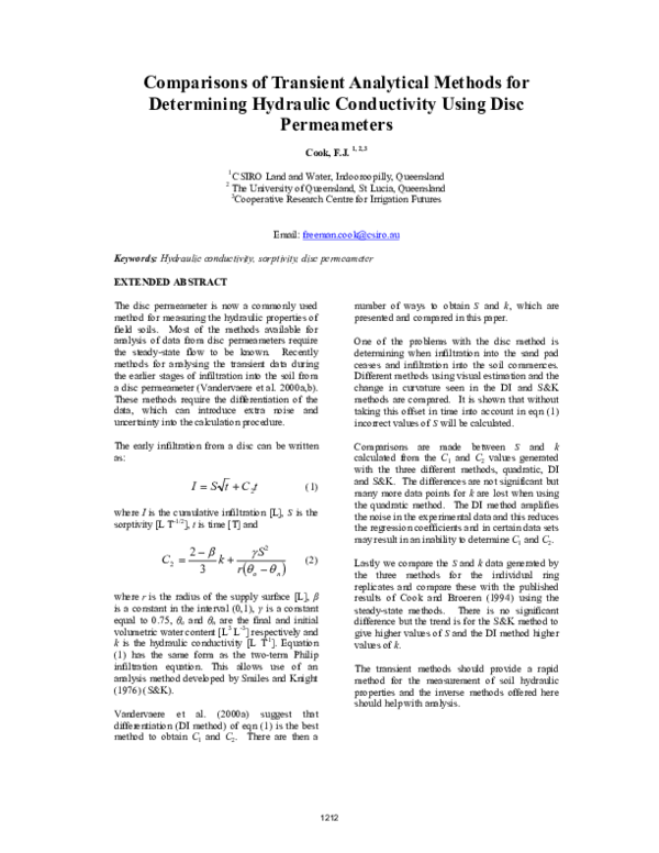 (PDF) Comparisons of transient analytical methods for determining ...