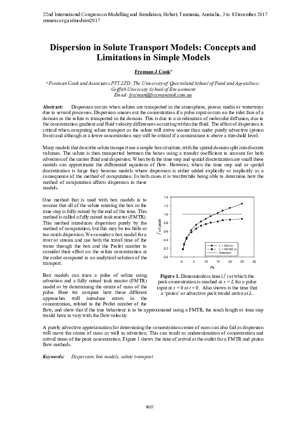 (PDF) Dispersion in solute transport models: concepts and limitations ...