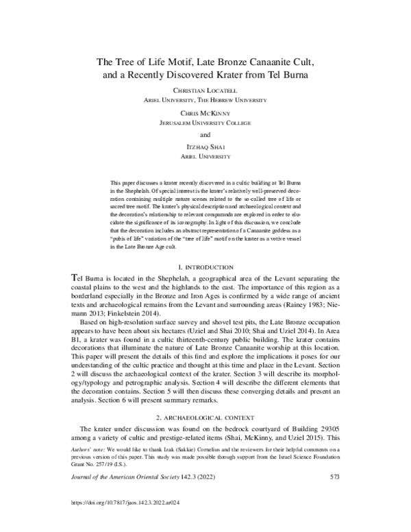 (PDF) The Tree of Life Motif, Late Bronze Canaanite Cult, and a ...