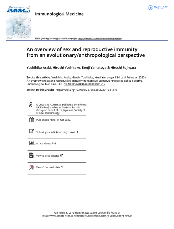 (PDF) An overview of sex and reproductive immunity from an evolutionary ...