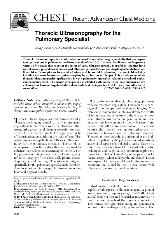 (PDF) Thoracic Ultrasonography for the Pulmonary Specialist