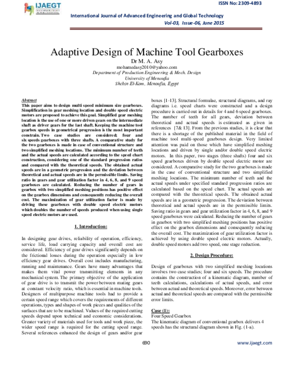 (PDF) Adaptive Design of Machine Tool Gearboxes
