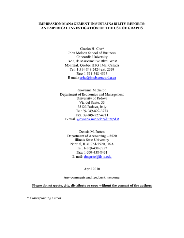 (PDF) Impression Management in Sustainability Reports: An Empirical ...