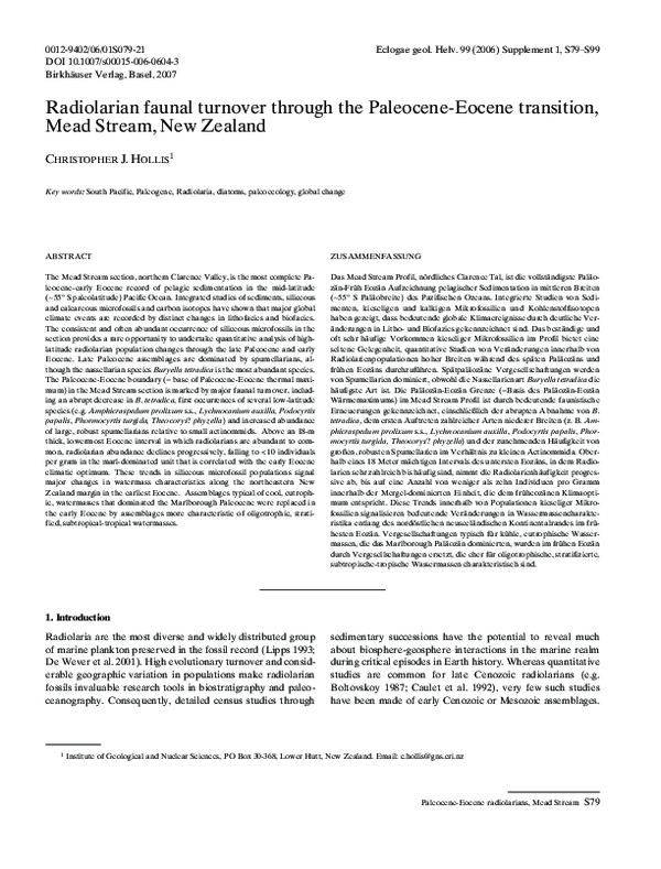 (PDF) Radiolarian faunal turnover through the Paleocene-Eocene ...