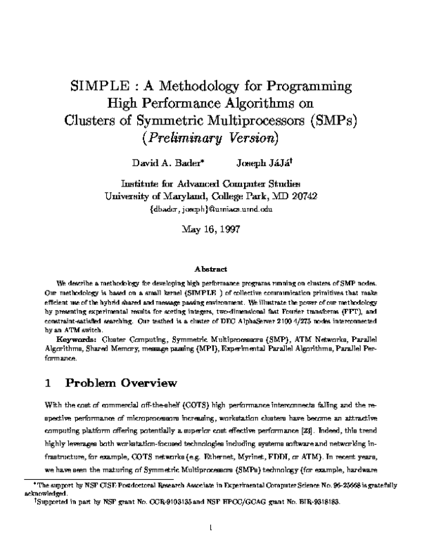 (PDF) High Performance Programming on SMP Clusters