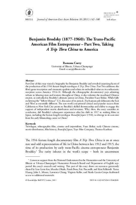 (PDF) Benjamin Brodsky (1877-1960): The Trans-Pacific American Film ...