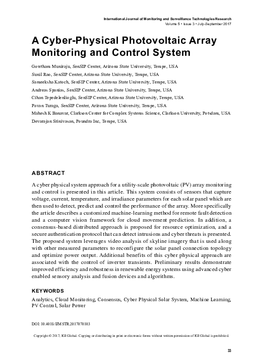 (PDF) A Cyber-Physical Photovoltaic Array Monitoring and Control System | Sameeksha katoch ...