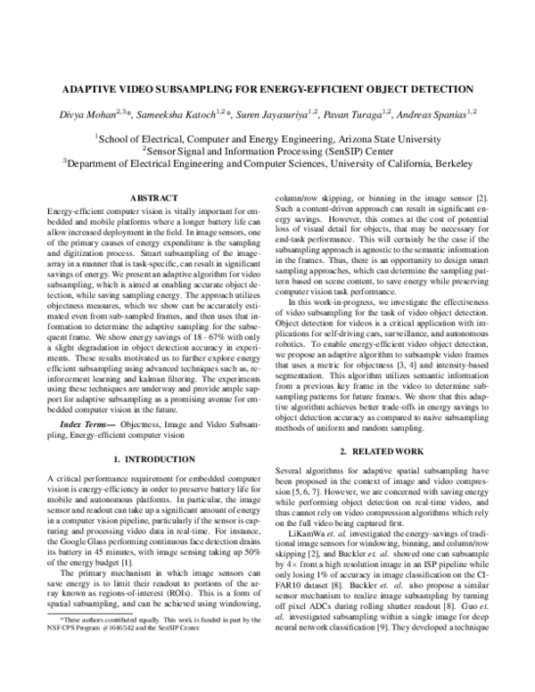 Pdf Adaptive Video Subsampling For Energy Efficient Object Detection
