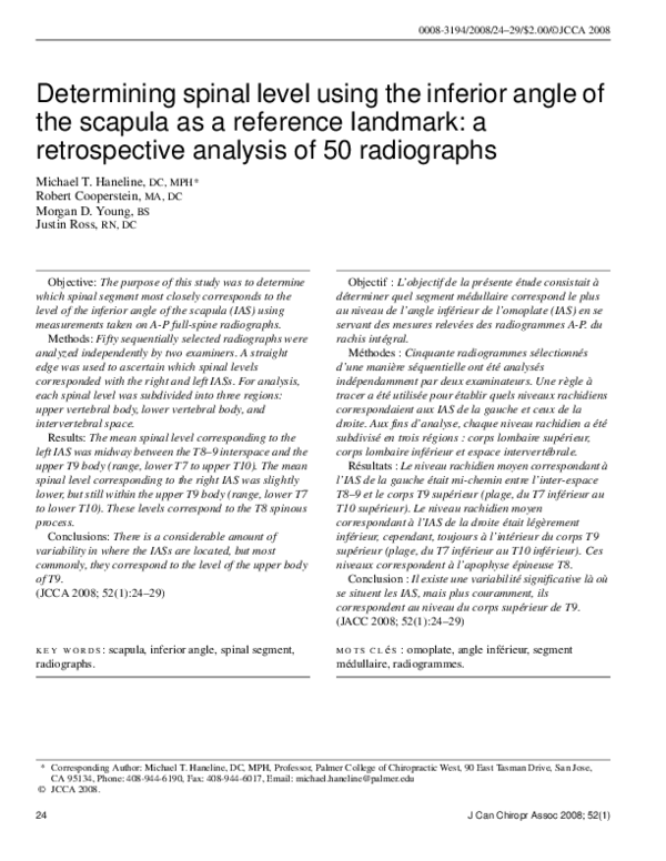 (PDF) Determining spinal level using the inferior angle of the scapula ...