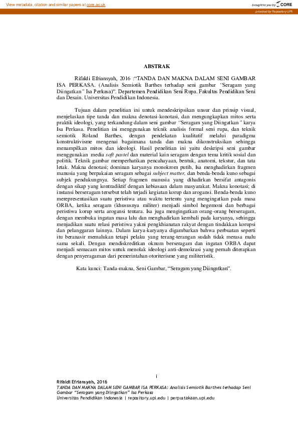 (PDF) TANDA DAN MAKNA DALAM SENI GAMBAR ISA PERKASA: Analisis Semiotik ...