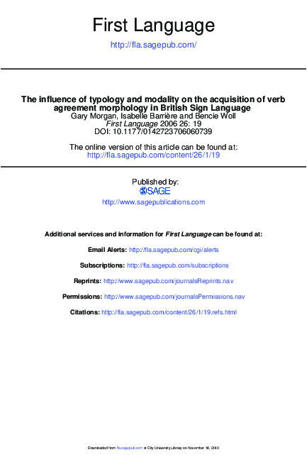 (PDF) agreement morphology in British Sign Language The influence of ...