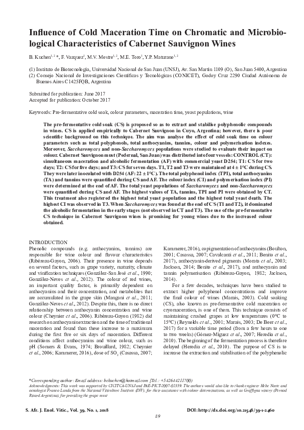 (PDF) Influence of Cold Maceration Time on Chromatic and ...