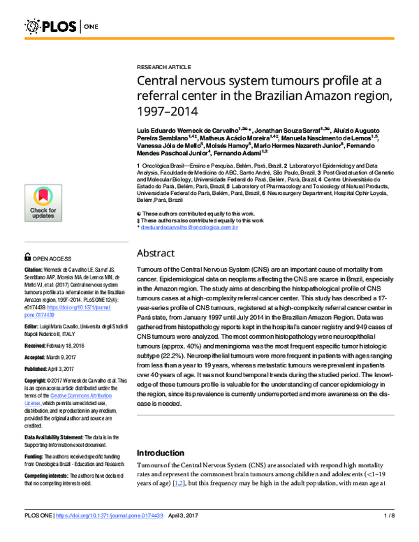 (PDF) Central nervous system tumours profile at a referral center in the Brazilian Amazon region ...